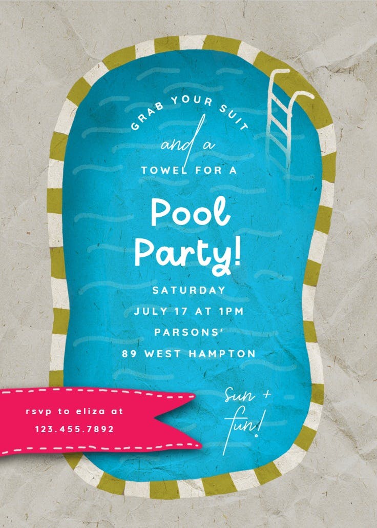 Invitaciones De Cumpleaños Piscina Gratis | Greetings Island